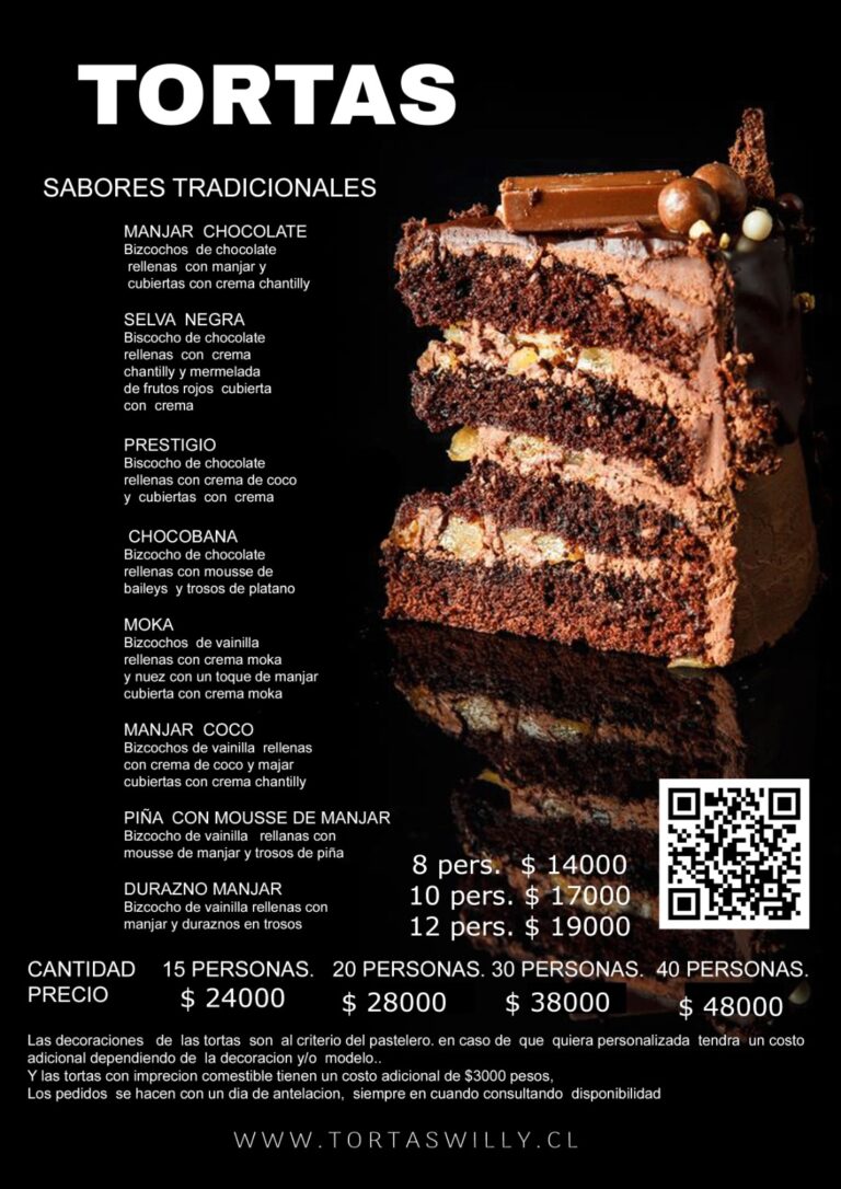 Menu – tortas willy antofagasta